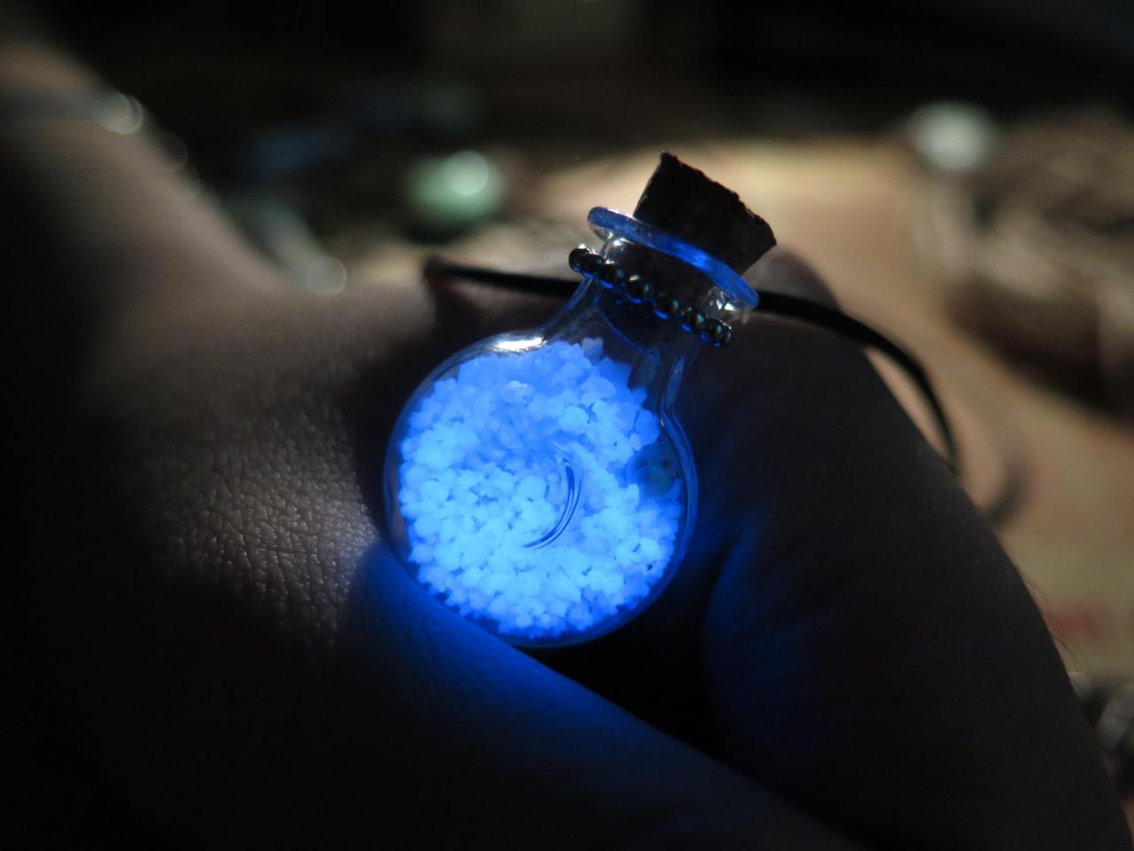 Blue Xo Bottle Glow In The Dark Necklace,glow In The Dark Jewelry,glow ...