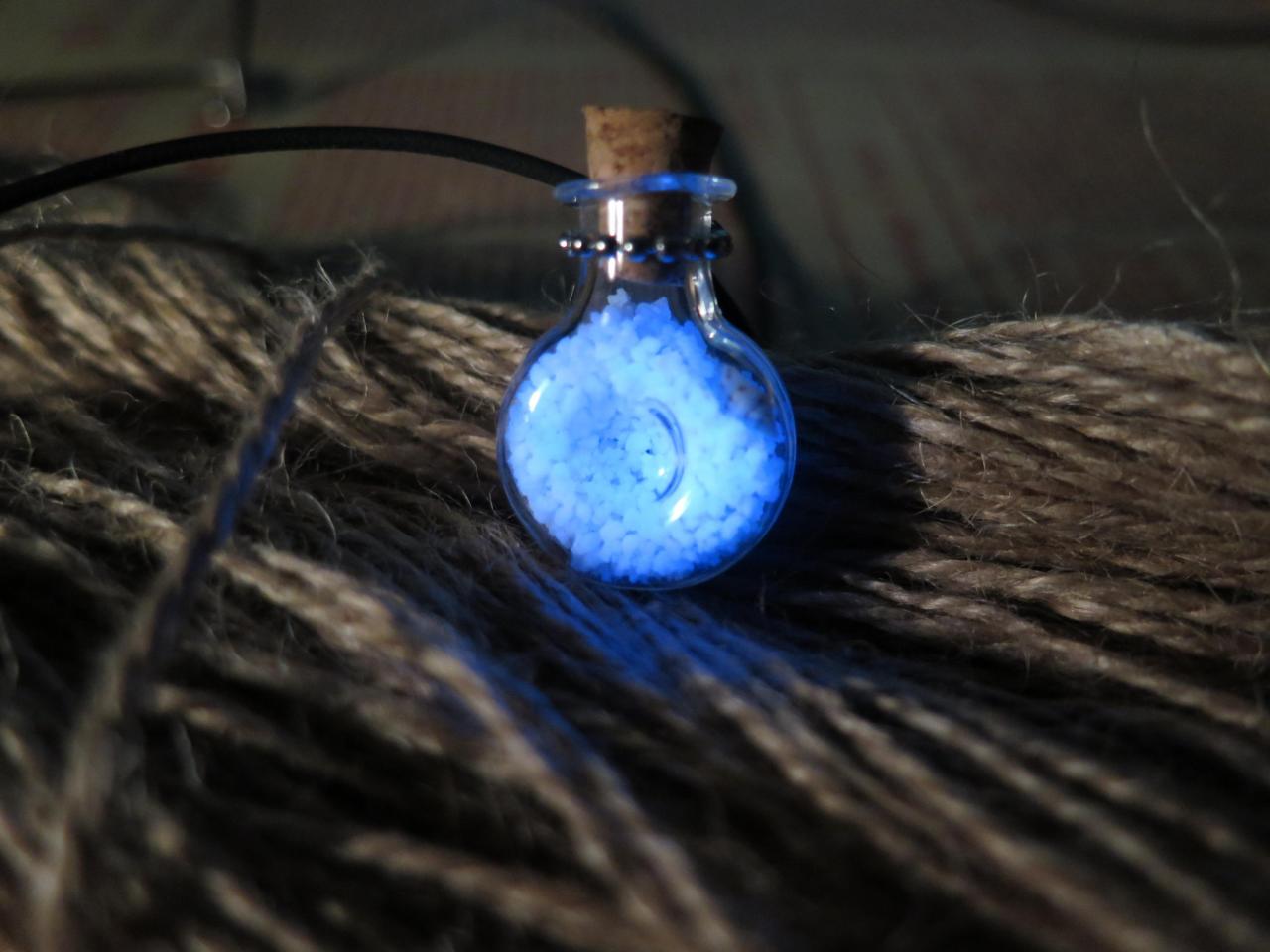 Blue Xo Bottle Glow In The Dark Necklace,glow In The Dark Jewelry,glow ...