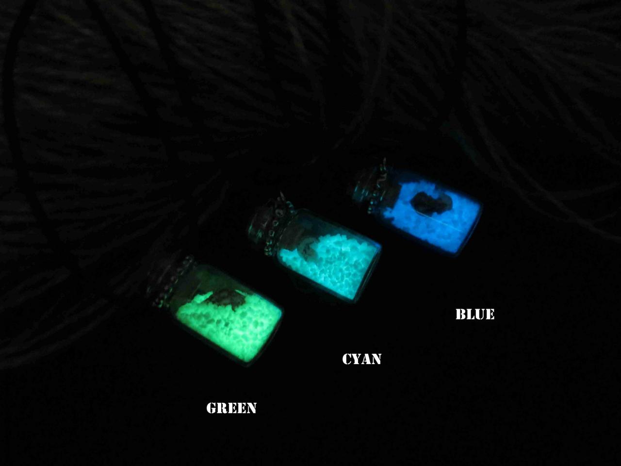 Cyan Wishing Bottle Glowing Necklace , Glow Bracelet In The Dark ...