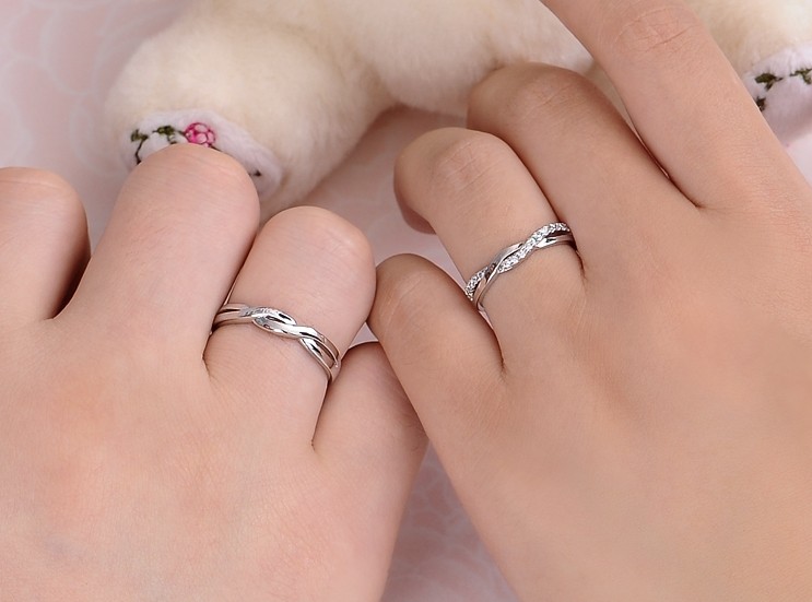 2pcs Engrave Platinum Infinity Rings, Wedding Couples Rings, Lovers ...