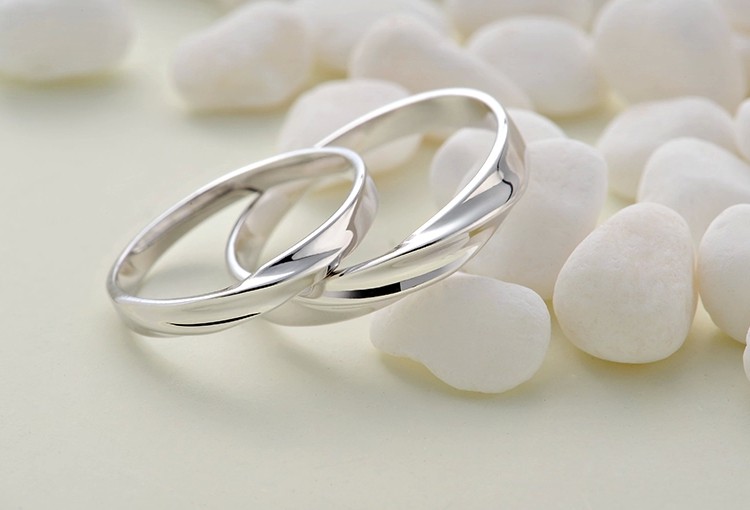 2pcs Engraving Platinum Promise Rings, Wedding Couple Rings, Infinity ...