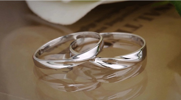 2pcs Engraving Platinum Promise Rings, Wedding Couple Rings, Infinity ...