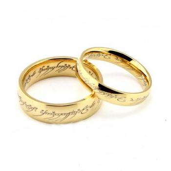 2pcs Golden Lord Of The Rings Stainless Steel Rings, Wedding Couple ...