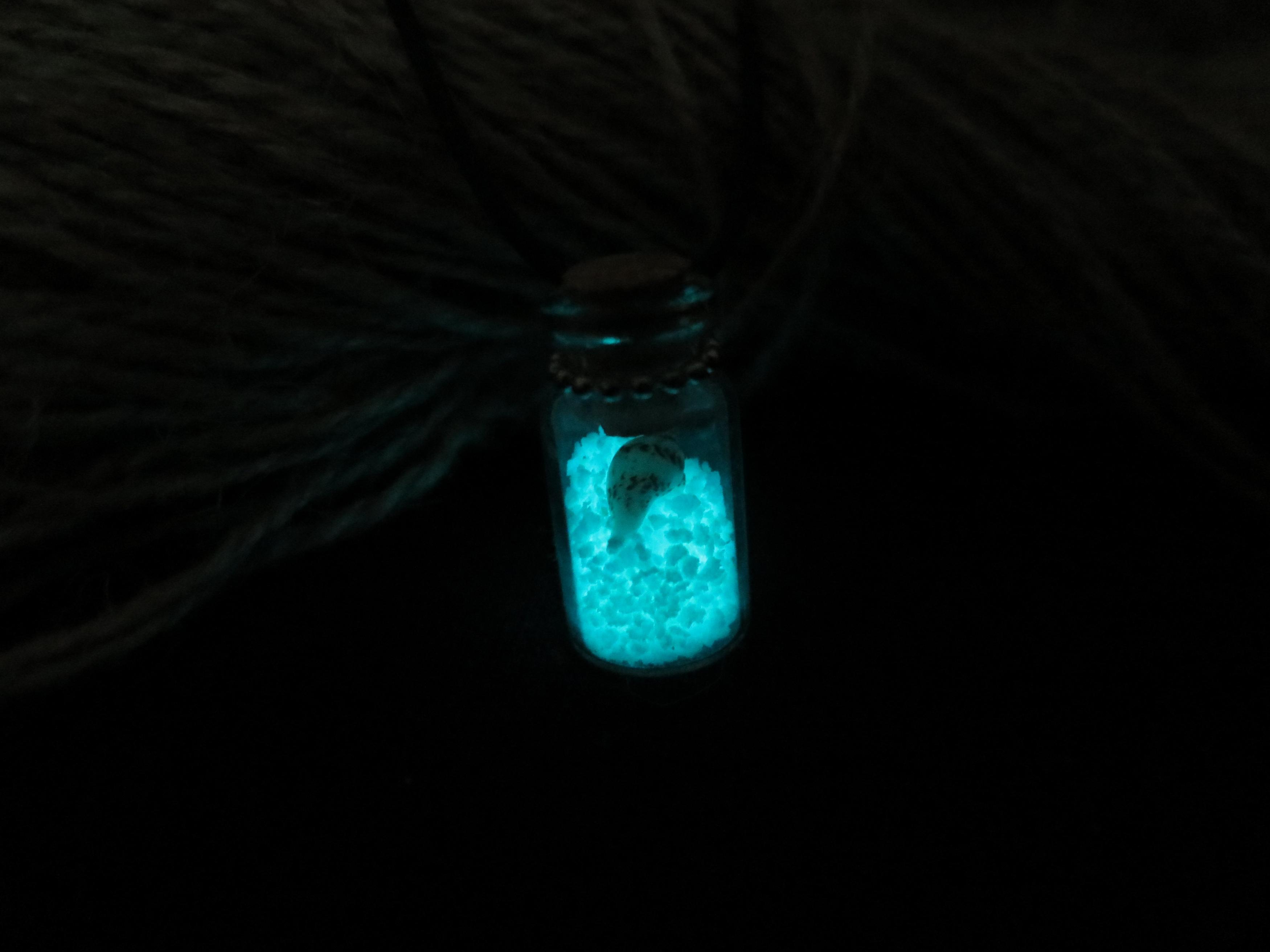 Cyan Wishing Bottle Glowing Necklace , Glow Bracelet In The Dark ...