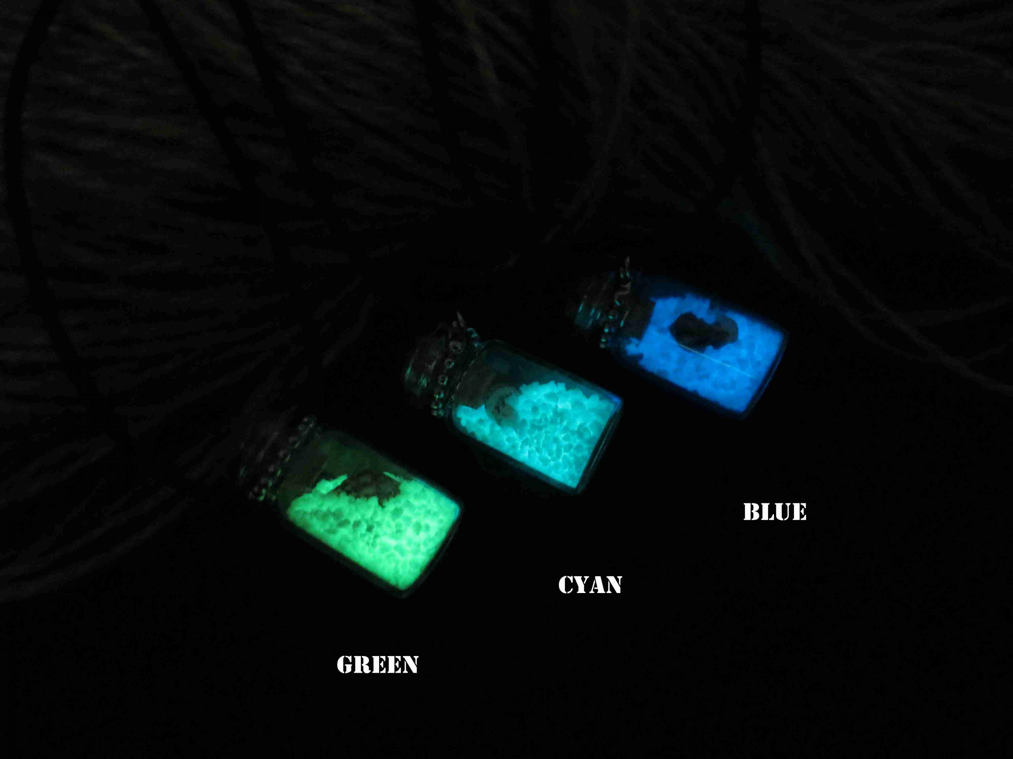Cyan Wishing Bottle Glowing Necklace , Glow Bracelet In The Dark ...