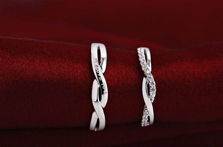 2pcs Engrave Platinum Infinity Rings, Wedding Couples Rings, Lovers ...
